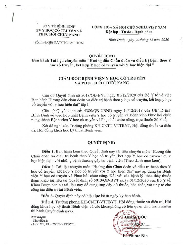 QD 249.2020 BVYHCTPHCN - HD Chan Doan Dieu Tri | PDF