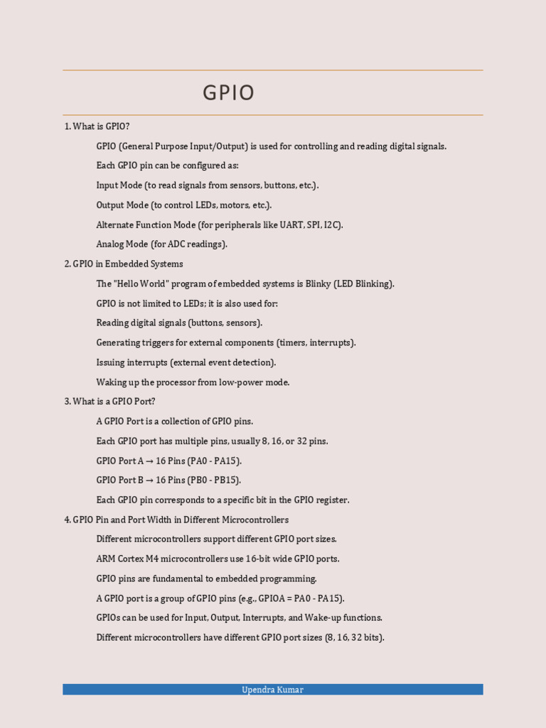 GPIO Top Interviews Questions | PDF | Electrical Engineering | Electronics