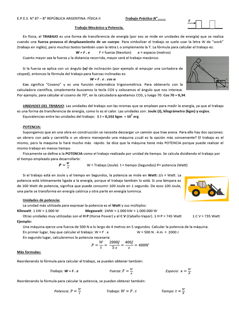 5°fisica Tpn°6 | PDF | Poder (Física) | Vatio