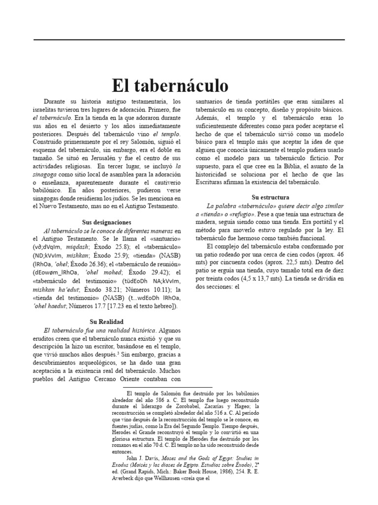 El Tabernáculo | PDF | Tabernáculo | Templo en jerusalén