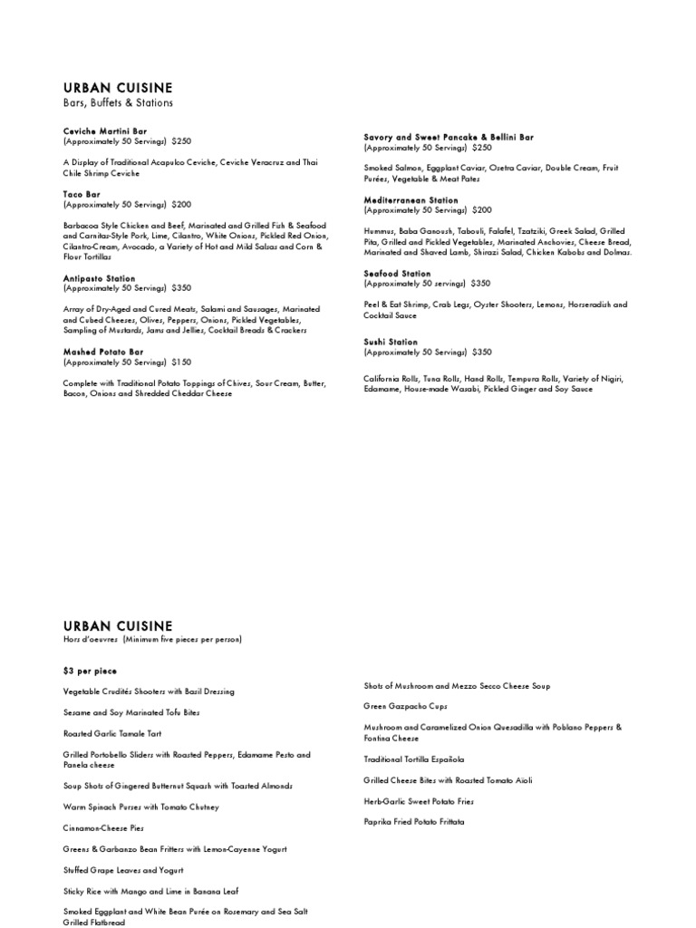 UC Catering Menus | PDF | Pickling | Sushi