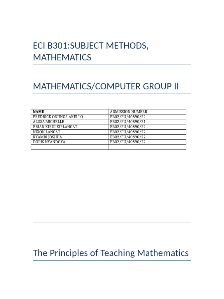 Teaching Mathematics Principles | PDF | Mathematics | Learning