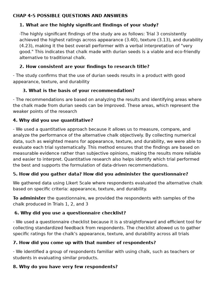 Chap 4 5 Possible Quest | PDF | Questionnaire