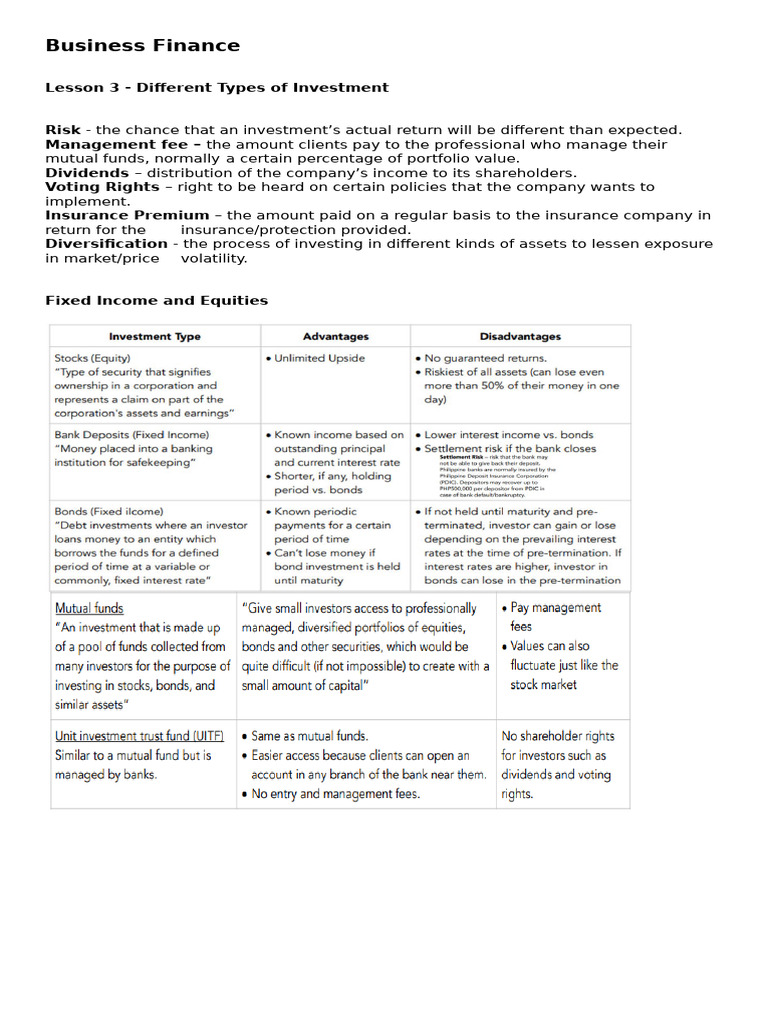 Business-Finance-Lesson-3-Reviewer | PDF