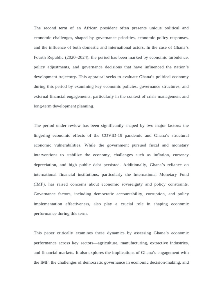 Accesing The Political Economy of Nana Akuffo Addo's Second Term | PDF | Governance ...
