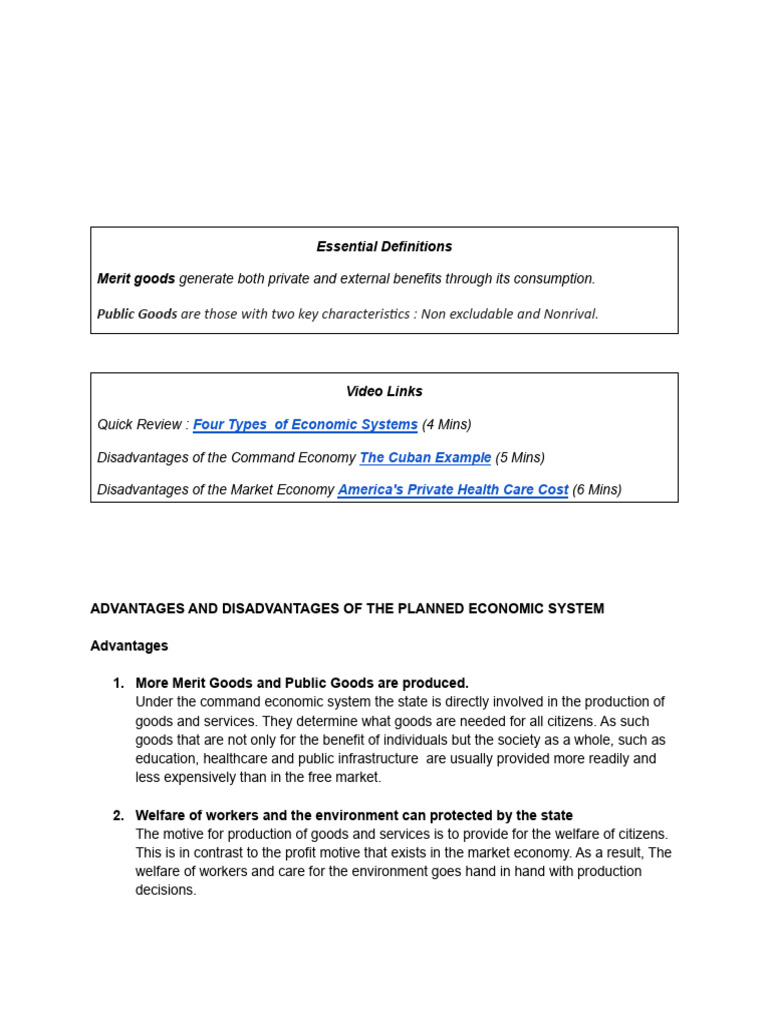 Advantages and Disadvantages of Economic Systems | PDF | Profit ...