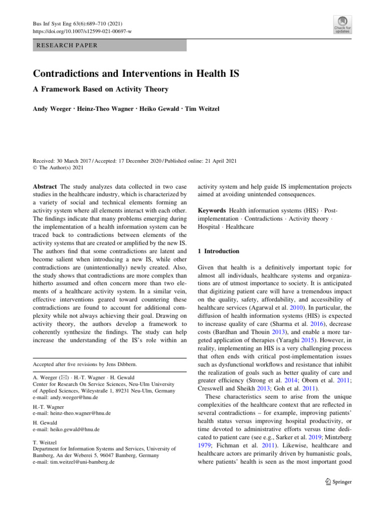 Contradictions and Interventions in Health IS | PDF | Hospital | System