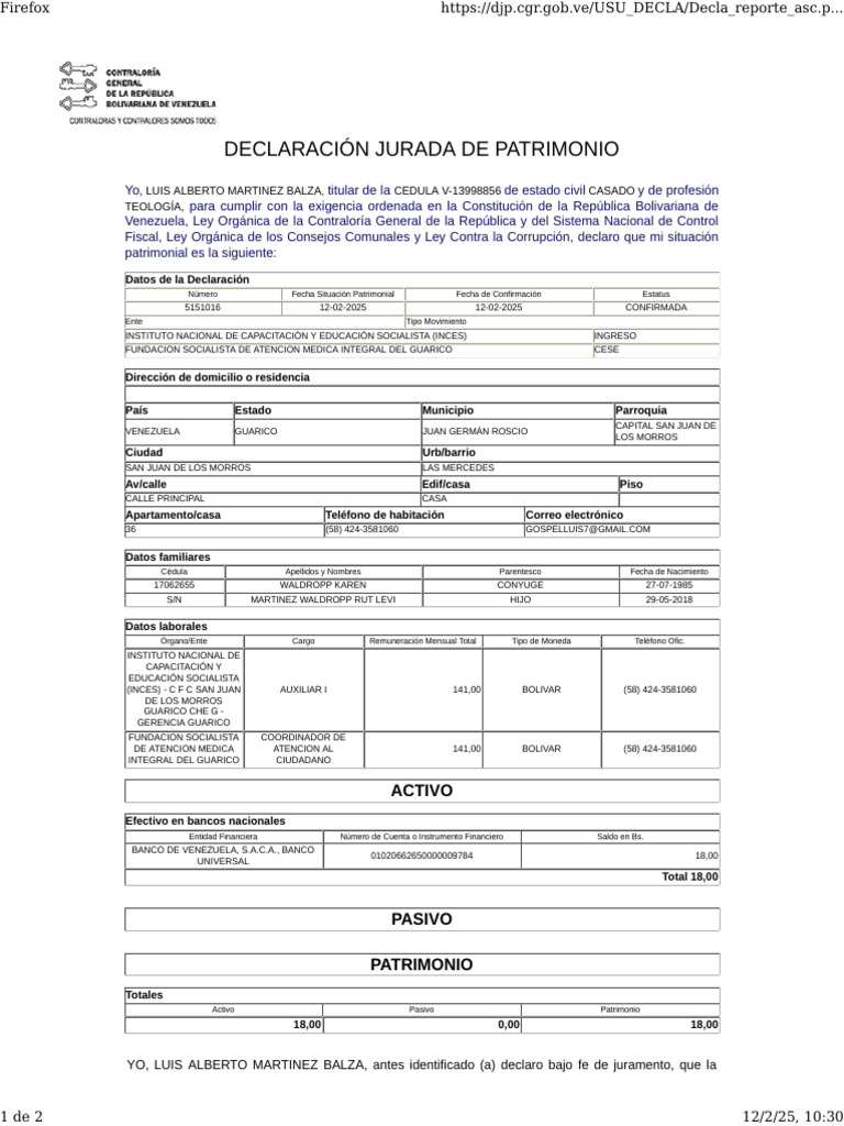 Decla Reporte Luis PHP | PDF | Venezuela