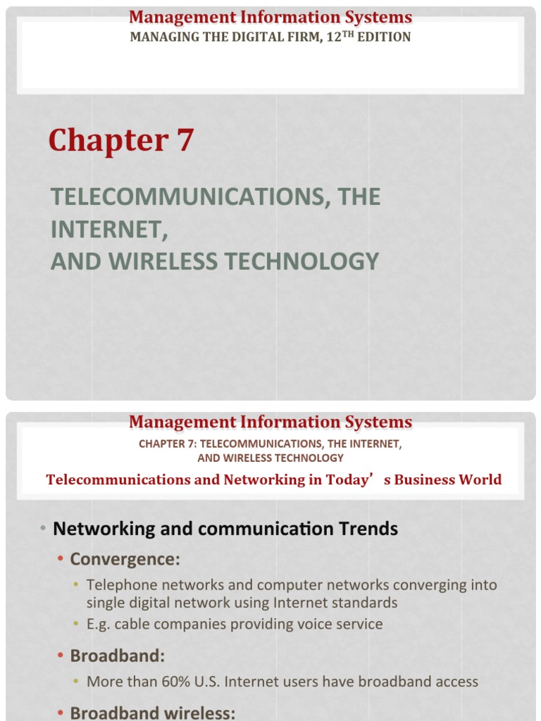 Chapter 7: Telecommunications, The Internet, and Wireless Technology | PDF | Computer Network ...
