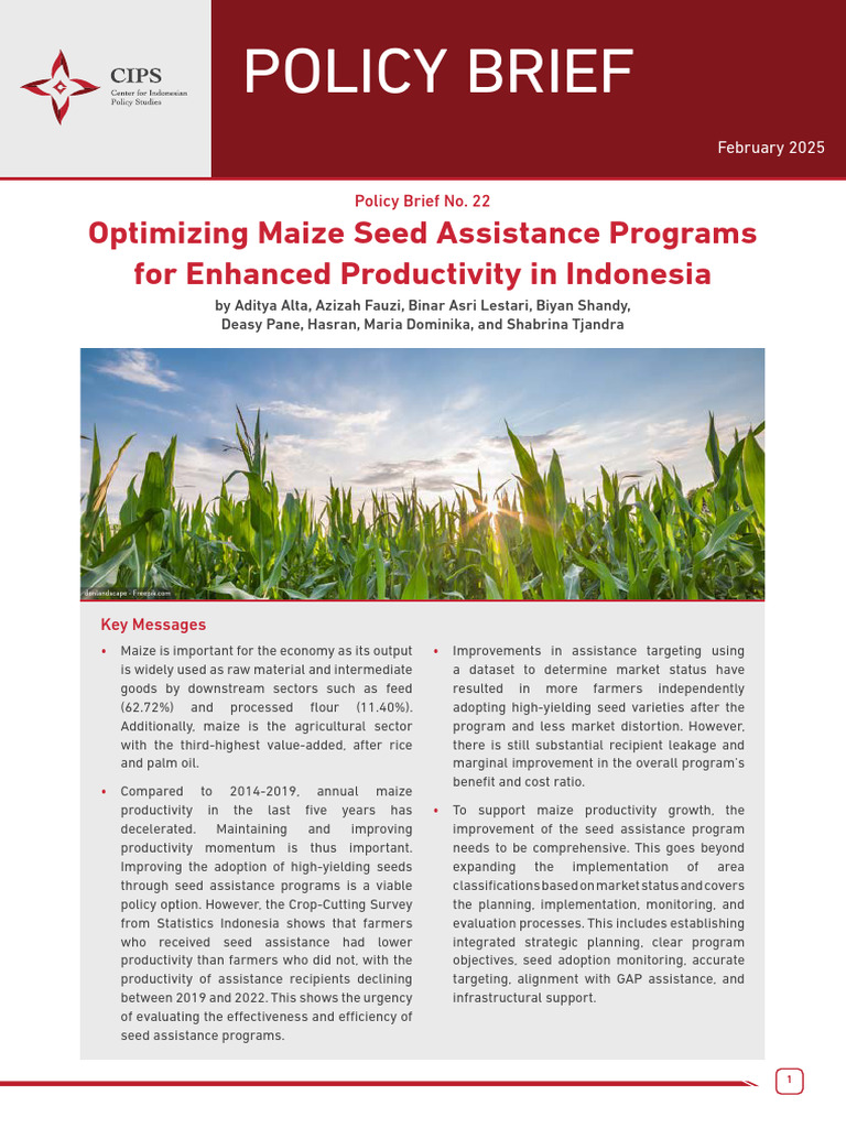 Optimizing Maize Seed Assistance Program 0e170f66 | PDF | Agriculture ...