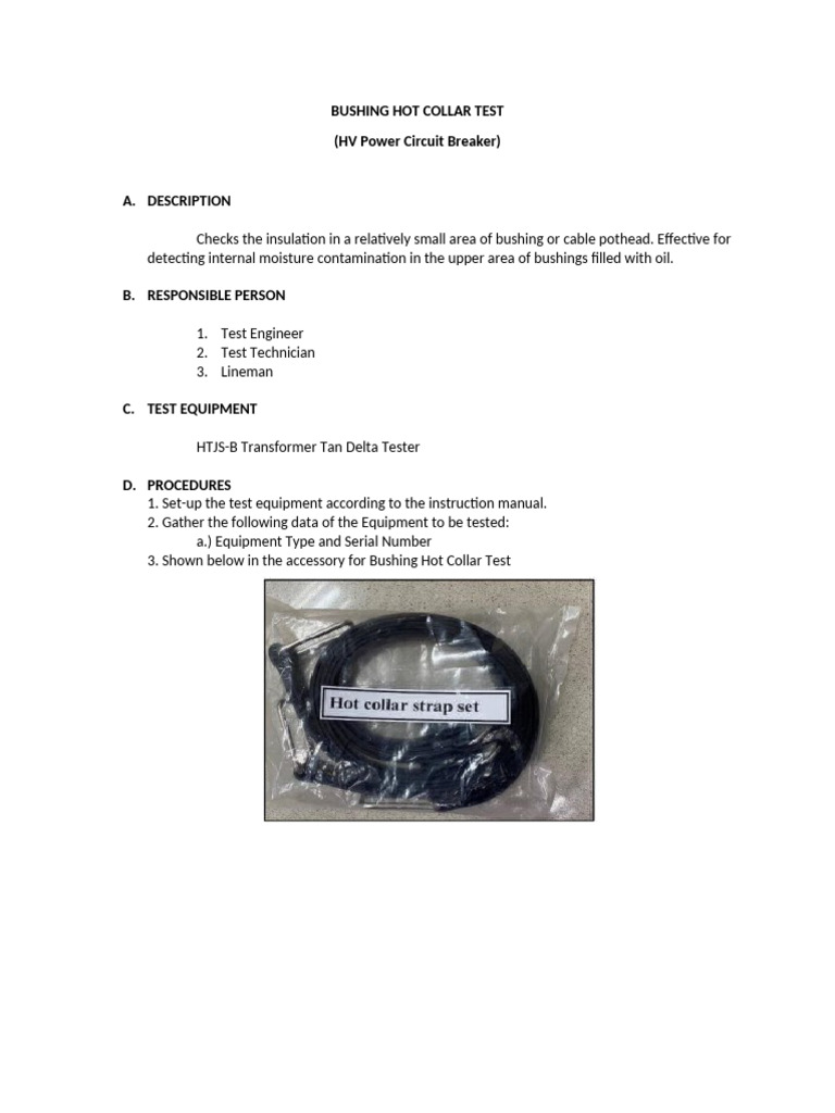 Bushing Hot Collar Test Methodology | PDF