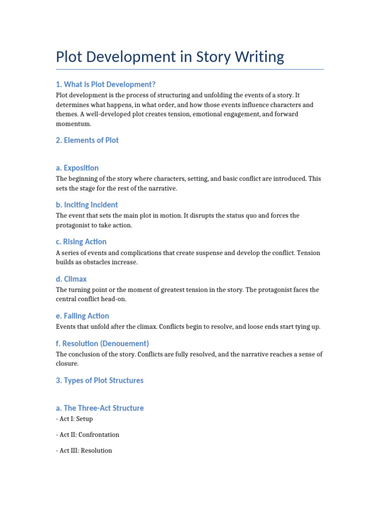 Plot Development in Story Writing | PDF | Plot (Narrative) | Entertainment