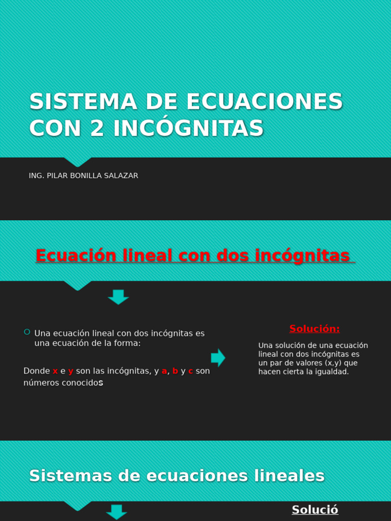 SISTEMA DE ECUACIONES CON 2 INCÓGNITAS | PDF | Ecuaciones | Sistema de ecuaciones lineales
