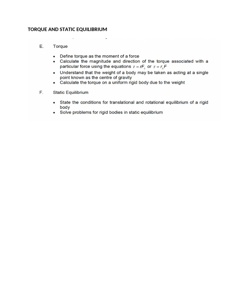 Torque and Static Equilibrium | PDF