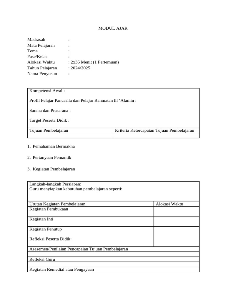 Templet Modul Ajar | PDF