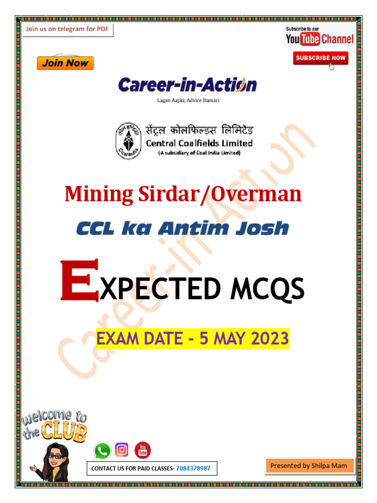 CCL Capsule 1 MCQS Antim Josh PDF | PDF | Coal | Physical Sciences