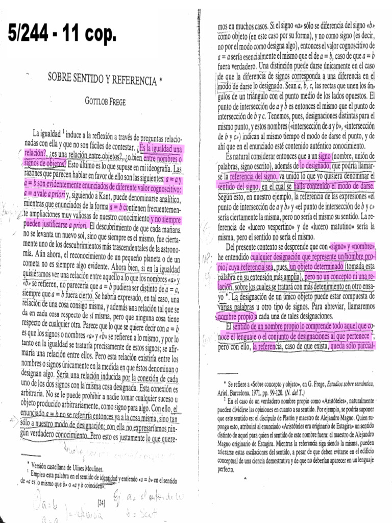 FREGE- Sobre sentido y referencia | PDF
