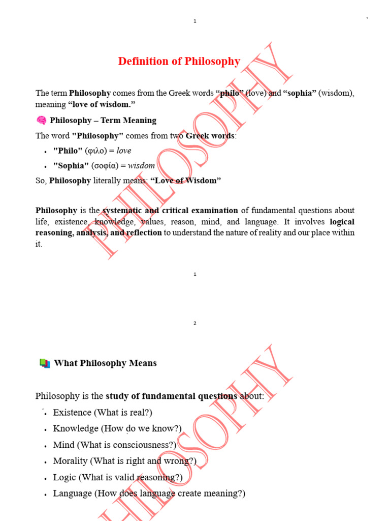 Definition of Philosophy and Its Classification | PDF | Reason ...