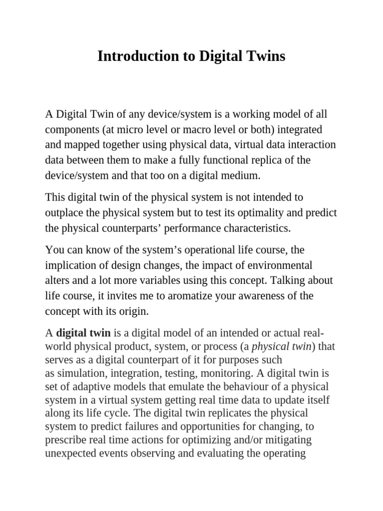 Introduction To Digital Twins | PDF
