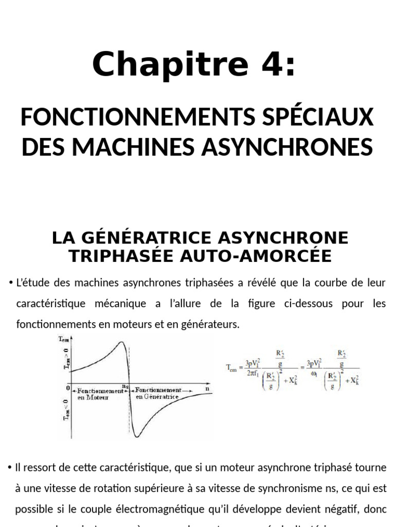 Fonctionnement des génératrices asynchrones | PDF | Générateur ...