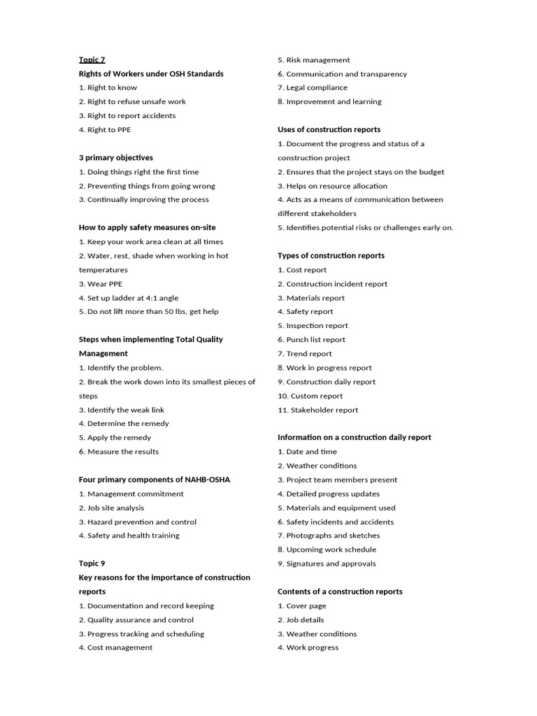 CMPM Quiz 2 Reviewer | PDF | Safety | Occupational Safety And Health