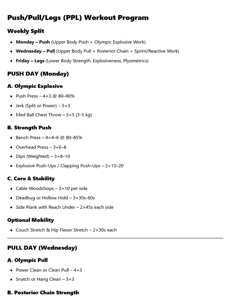 Push_Pull_Legs (PPL) Workout Program | PDF