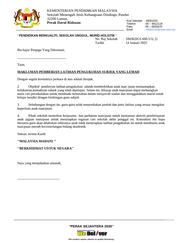 Surat Latihan Pengukuhan | PDF