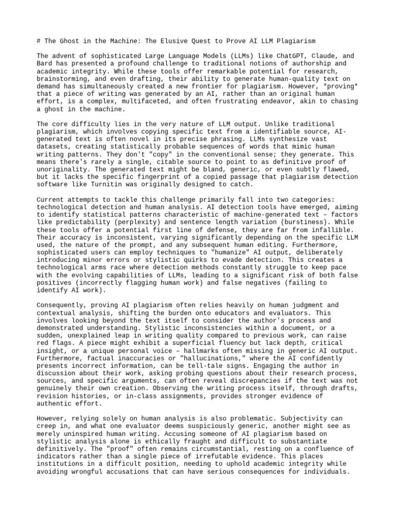 Proving AI Plagiarism in LLMs | PDF | Artificial Intelligence ...