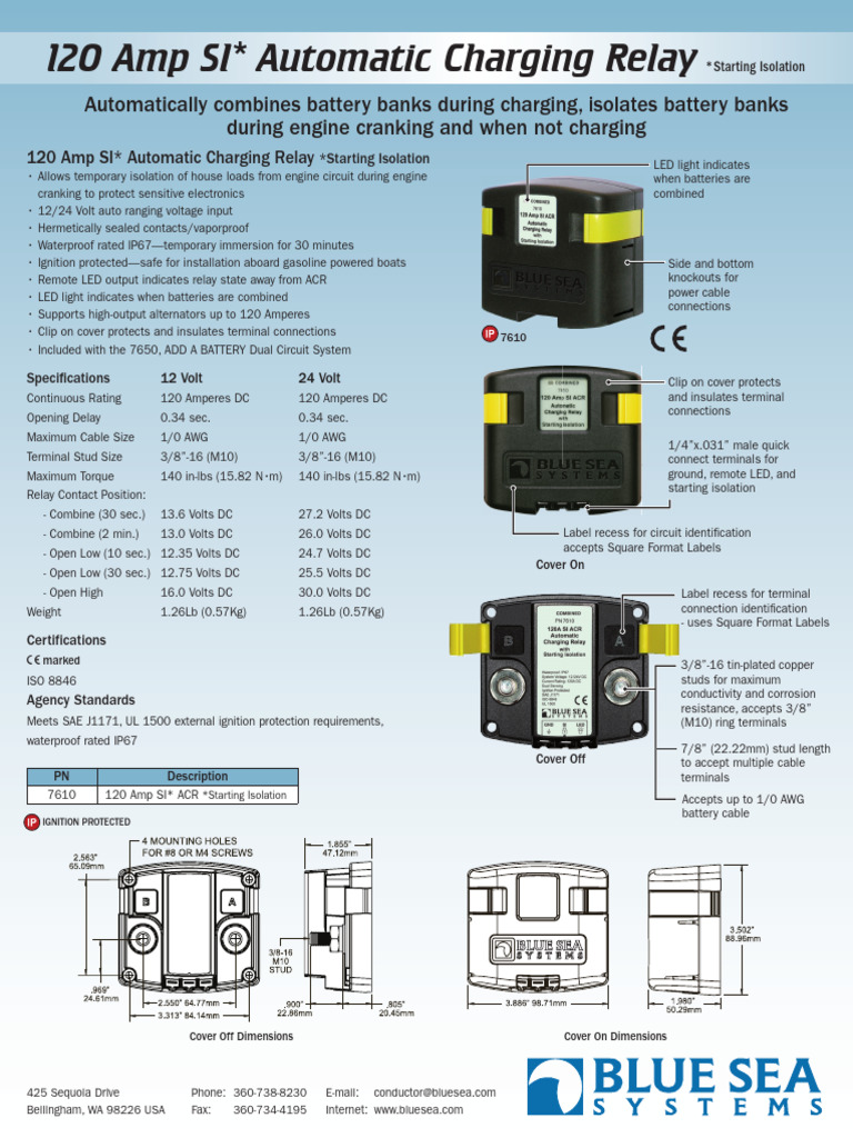 120 Amp SI Automatic Charging Relay | PDF | Relay | Volt
