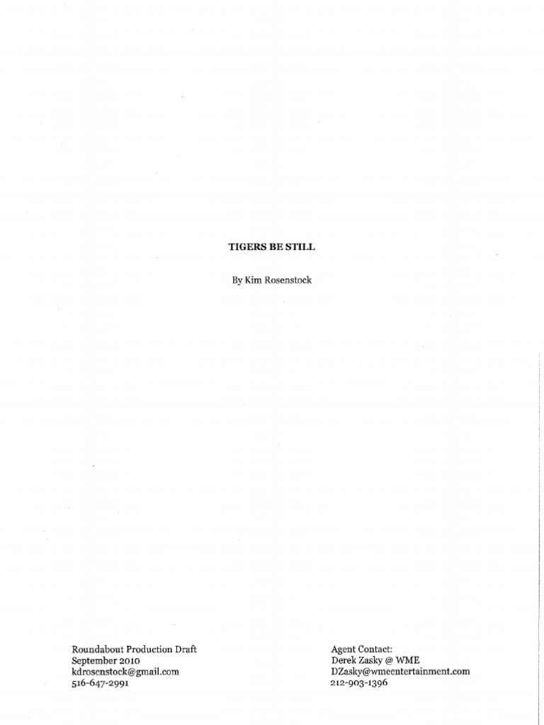 Tigers Be Still Script | PDF