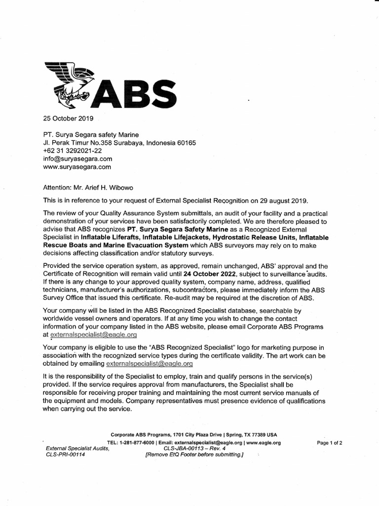 LSA - ABS Letter 241022 | PDF
