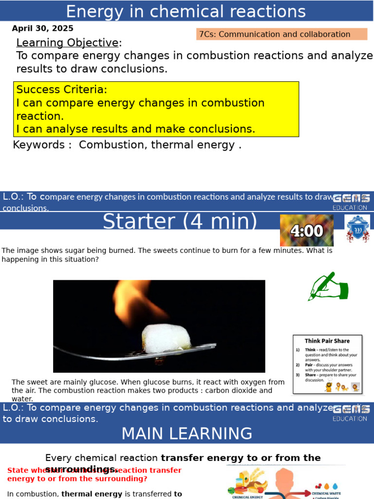 7 - Energy in Chemical Reaction | PDF | Combustion | Chemical Reactions