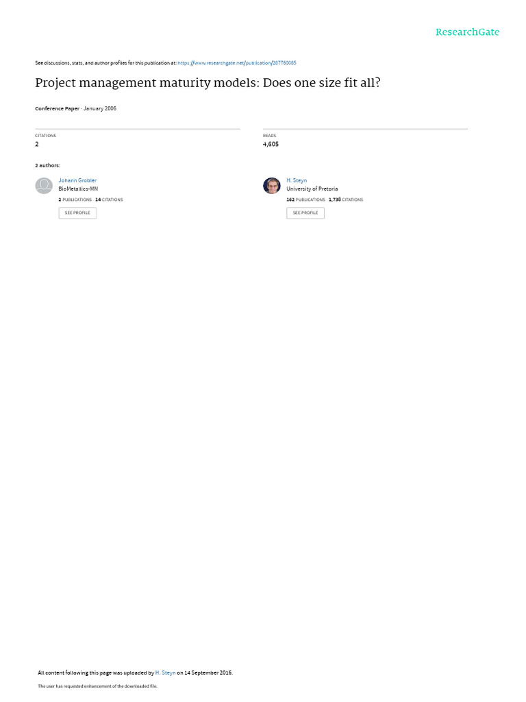 PROJECT MANAGEMENT MATURITY MODELS | PDF | Project Management | Methodology