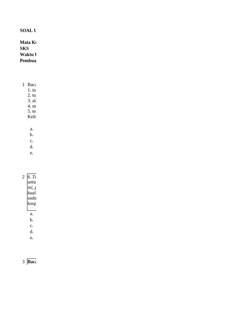 SOAL MKU 2024 Blok 1 B. Indonesia | PDF