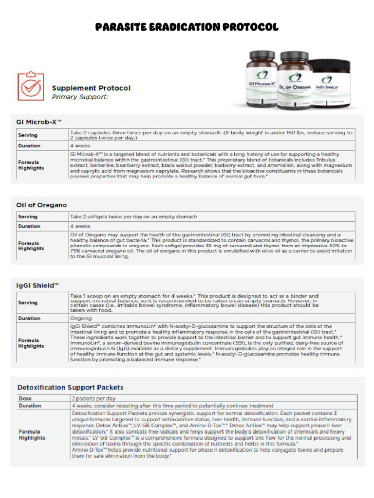 Parasite Eradication Protocol | PDF