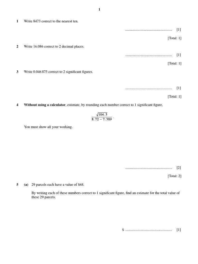 Rounding and Estimation Exercises | PDF | Significant Figures | Length