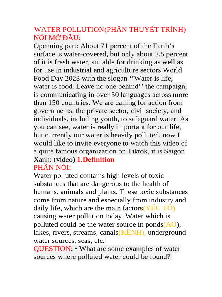 Water Pollution Script | PDF | Water Pollution | Water