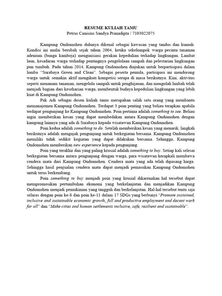 Resume Kuliah Tamu | PDF