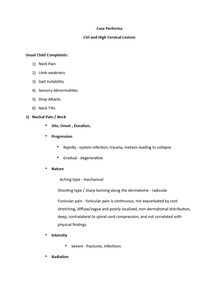 CVJ and High Cervical Lesions 6 | PDF | Arm | Elbow