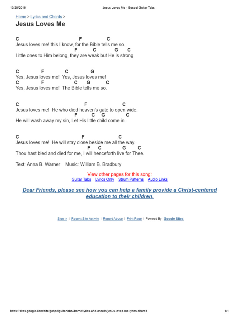 Jesus Loves Me Gospel Guitar Tabs | PDF