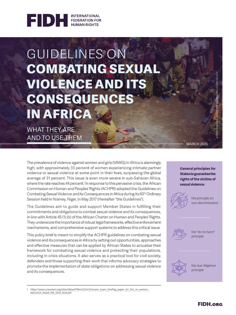 Guidelines to Combat Sexual Violence in Africa | PDF | Violence ...
