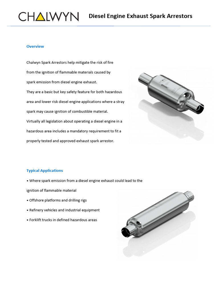 CHALWYN - Spark Arrestors CE224 | PDF | Exhaust Gas | Diesel Fuel