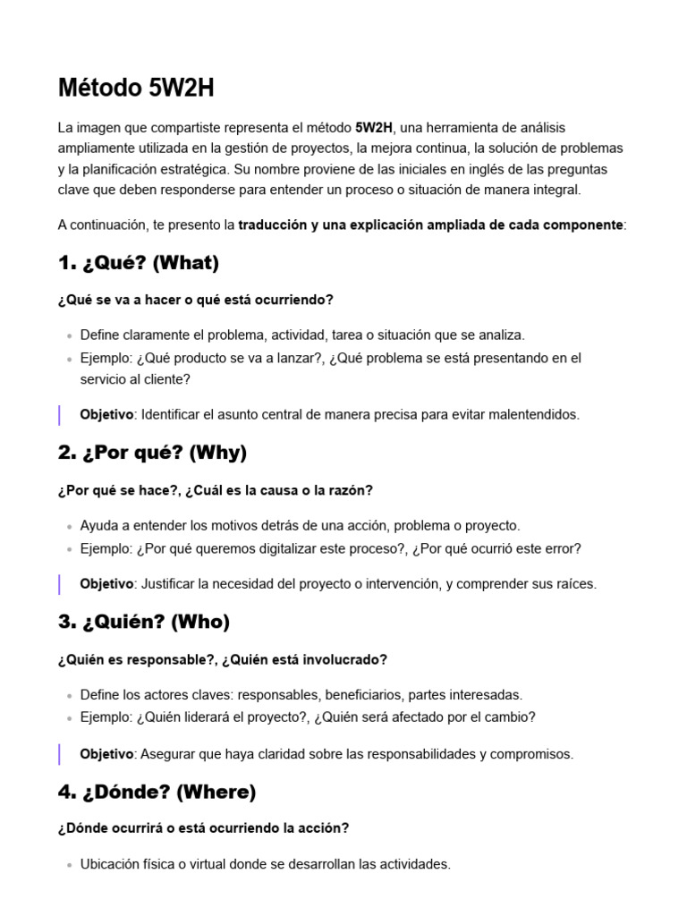 Método 5W2H | PDF | Planificación