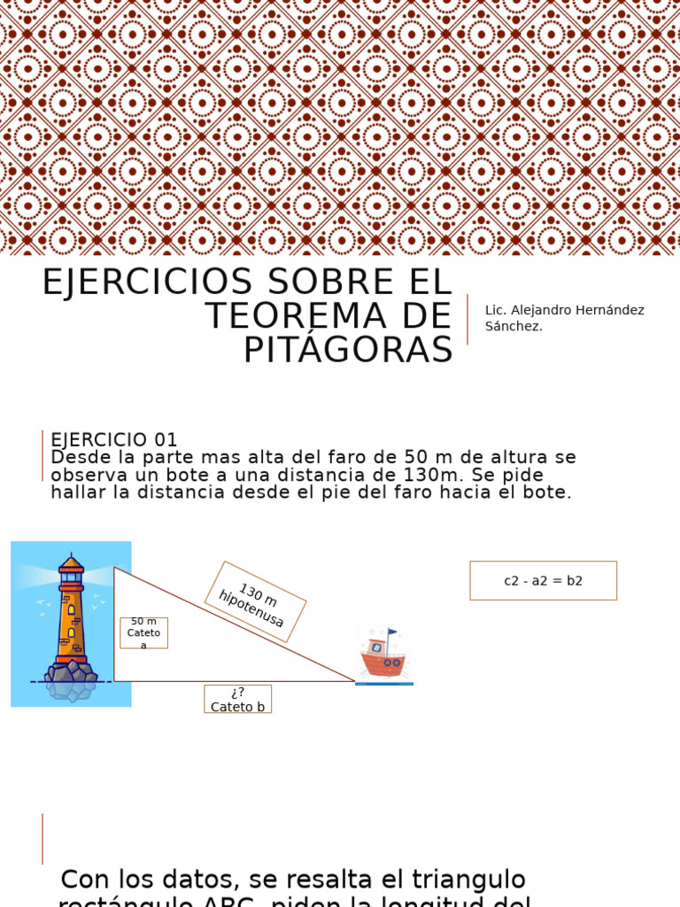 Ejercicios Sobre El Teorema de Pitágoras | PDF