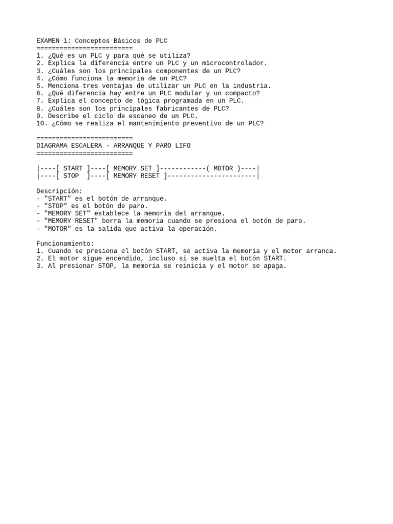 Examen PLC 01 | PDF