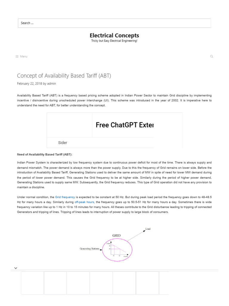 Concept of Availability Based Tariff (ABT) - Electrical Concepts | PDF ...