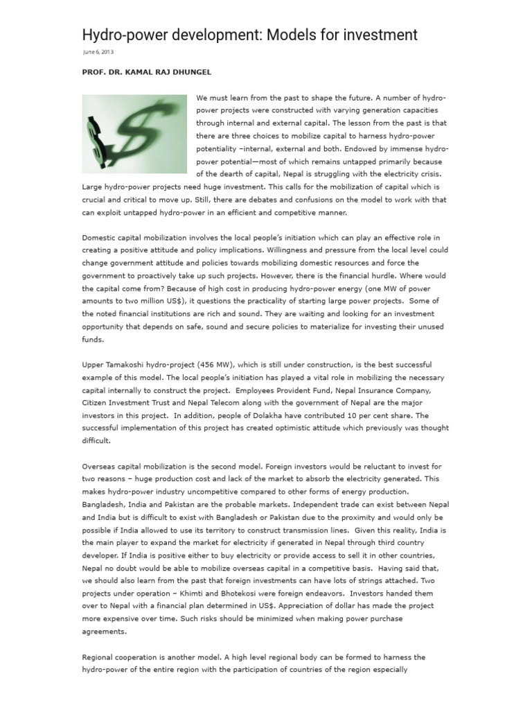 Hydro-Power Development - Models For Investment - NepalEnergyForum ...