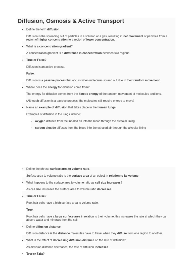 Unit 3 Diffusion Flashcards Grade 9 | PDF | Osmosis | Diffusion