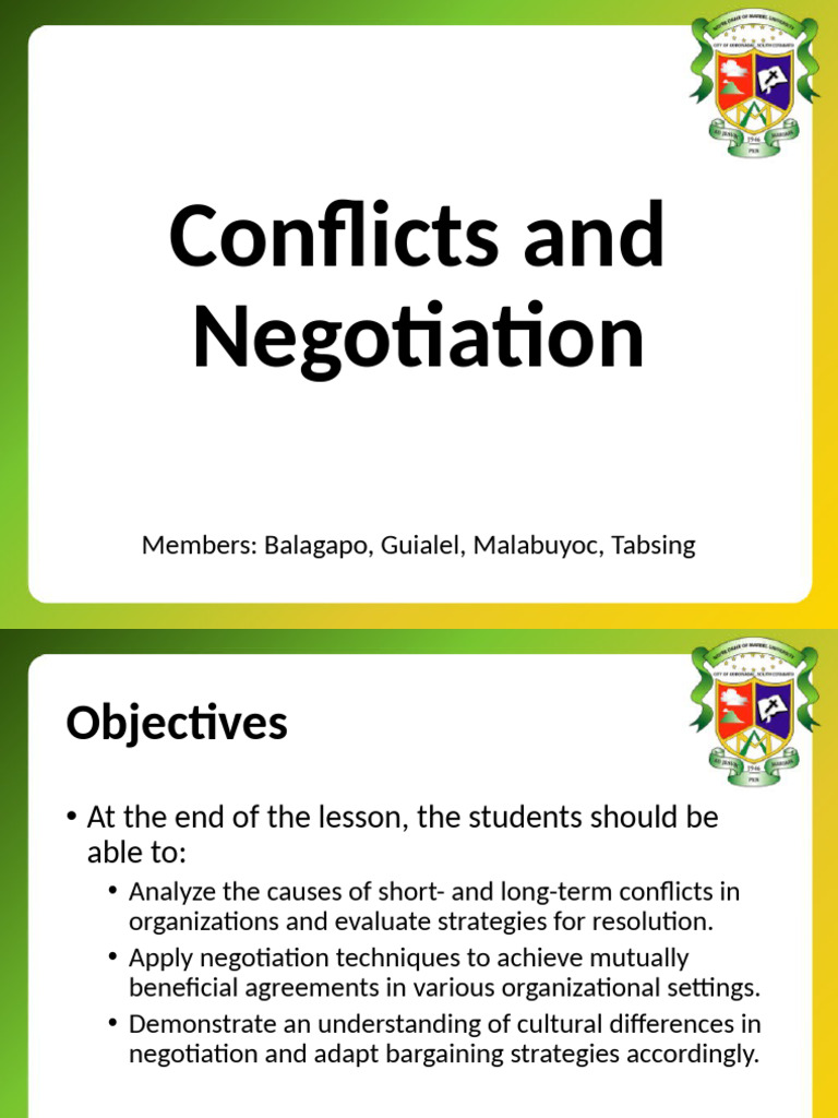 Conflicts and Negotiation | PDF | Conflict (Process) | Negotiation