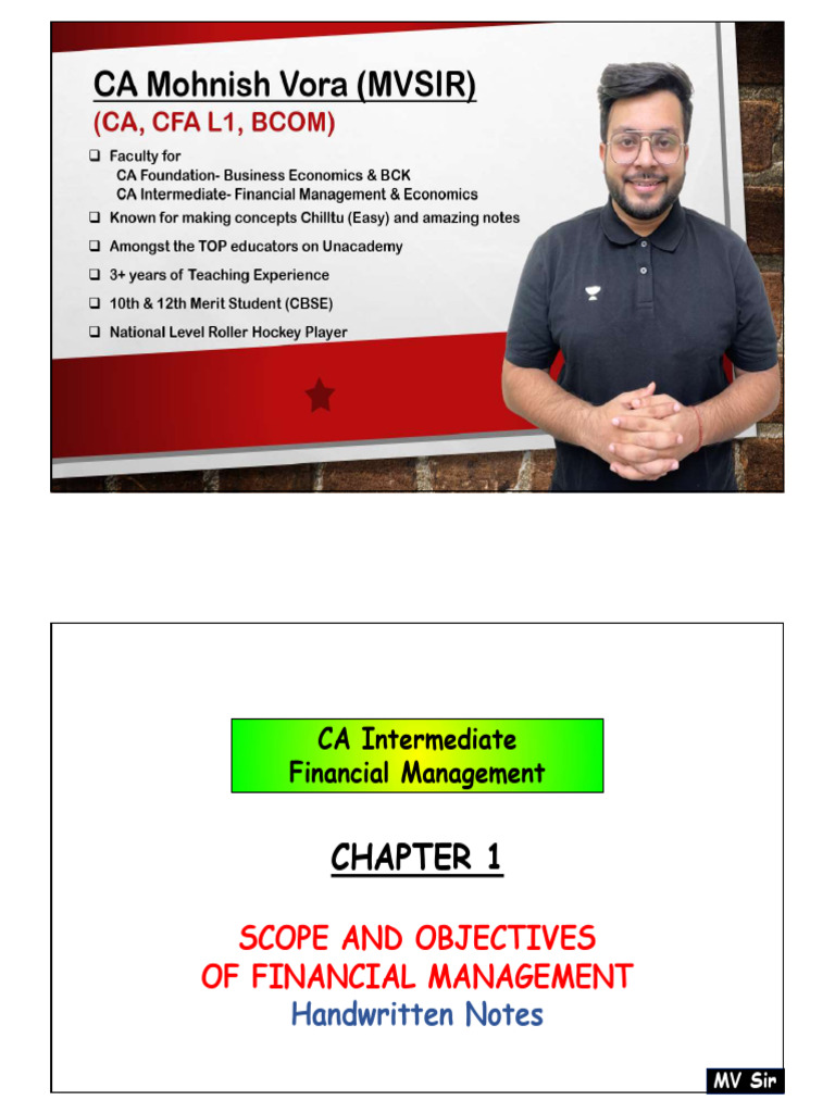 FM - Chapter 1 - Handwritten Notes | PDF | Profit (Economics) | Interest